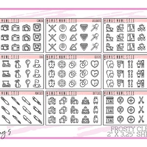 MNML STIX- Minimal Black Icons 5 | Clear Matte Planner Stickers - Etsy