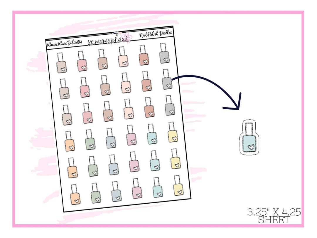 Mamas Minis Delicates- Nail Polish Doodle | Planner Stickers - Etsy