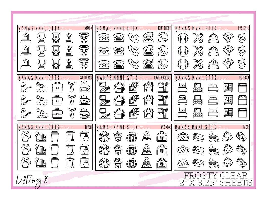 MNML STIX- Minimal Black Icons 8 | Clear Matte Planner Stickers - Etsy MNML STIX- Minimal Black Icons 8 | Clear Matte Planner Stickers - Etsy