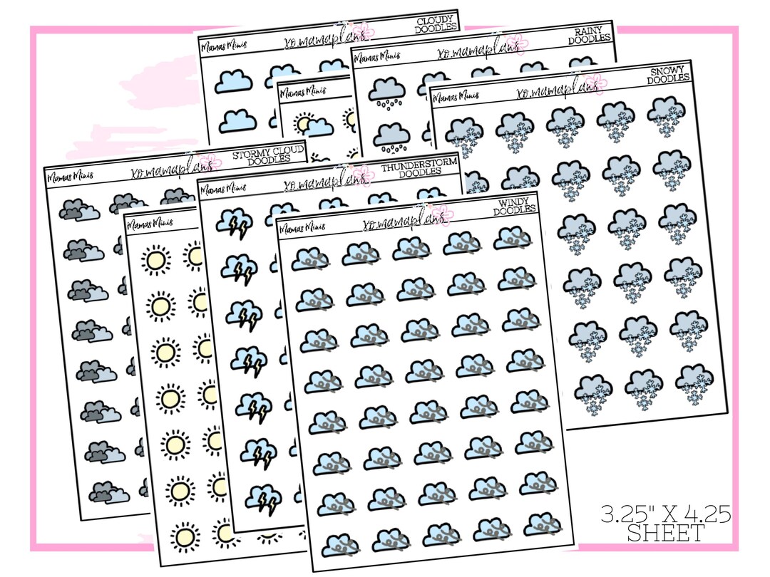 Mamas Minis - Weather Doodle Icon Planner Stickers | Perfect for Any ...