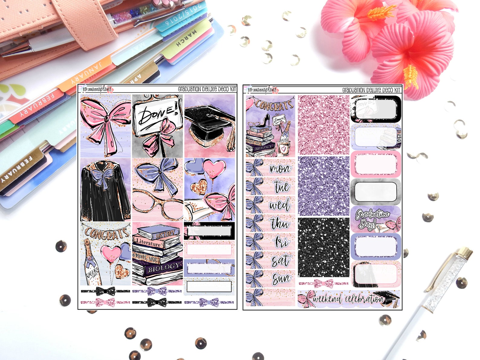 Deluxe Deco Kit Graduation Planner Stickers Weekly | Etsy