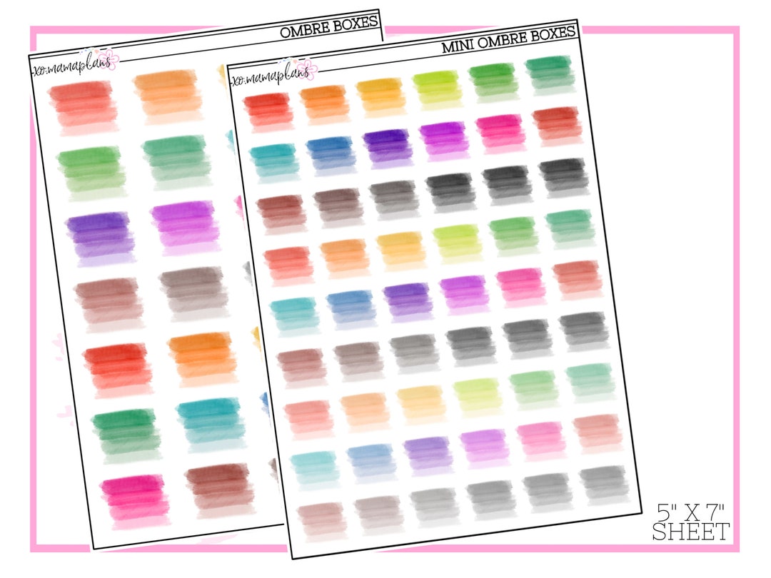 Square Ombre Boxes | Planner Stickers - Etsy