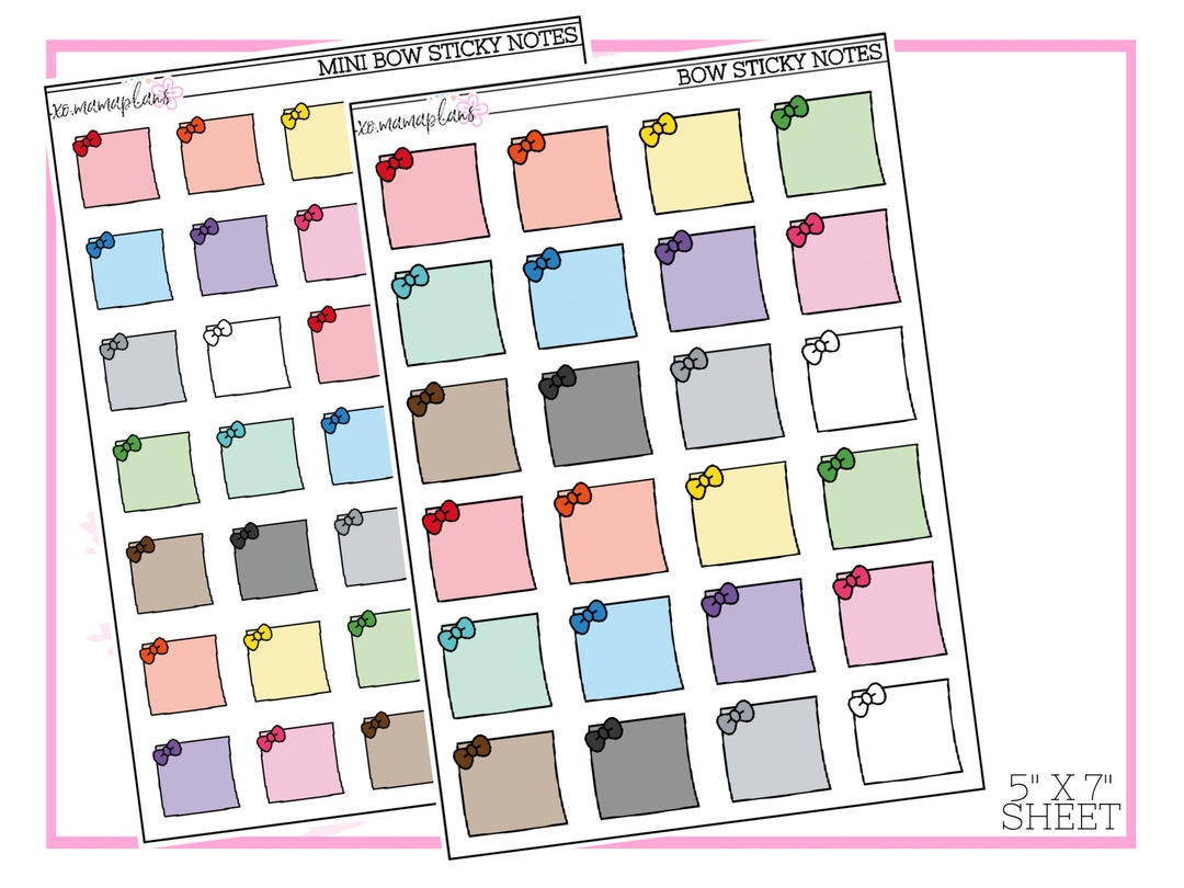 Bow Sticky Notes | Planner Stickers - Etsy