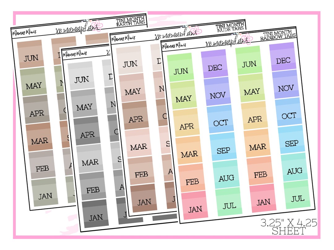 Mamas Minis - Tini Month Tabs | Planner Stickers - Etsy