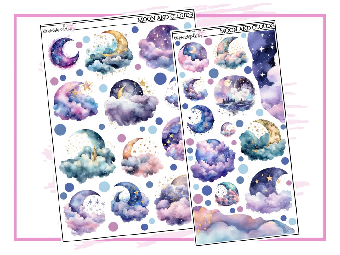 Moons and Clouds Deco | Planner Stickers - Etsy