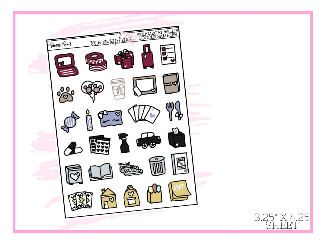 Mamas Minis - Steamboat Willie Sampler | Planner Stickers - Etsy