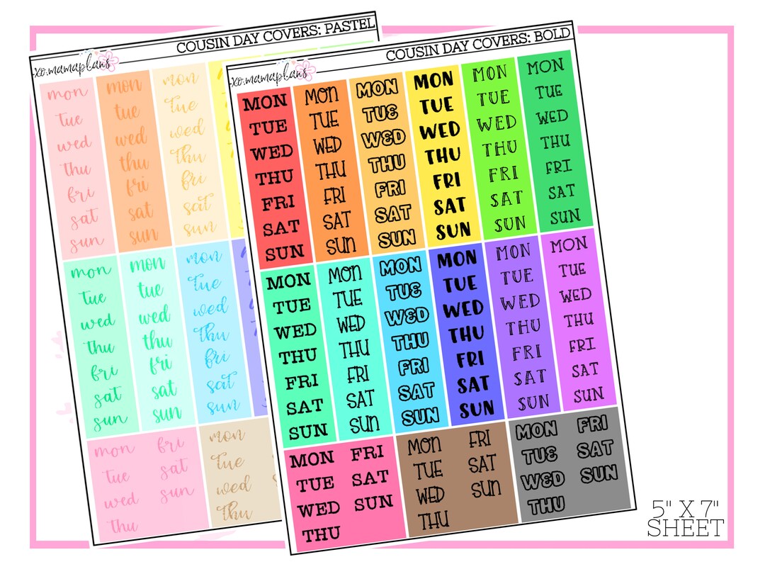 Hobonichi Cousin Weekly Day Covers | Planner Stickers - Etsy