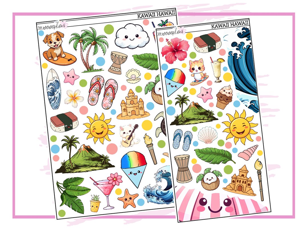 Kawaii Hawaii Deco | Planner Stickers - Etsy
