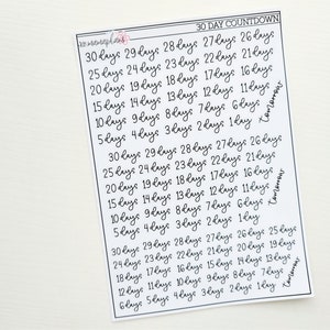 30 Day Countdown | Planner Stickers - Etsy