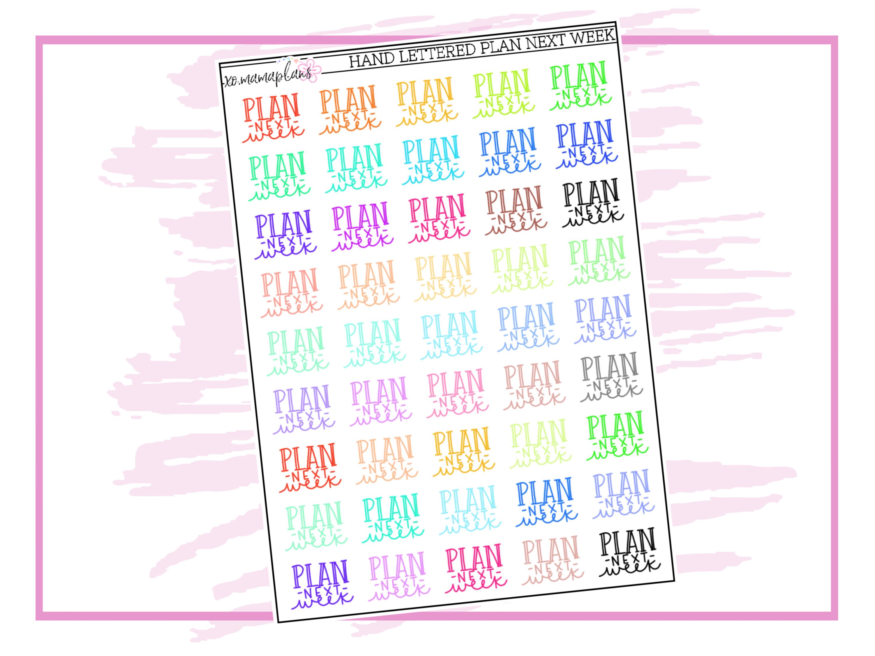 Hand Lettered Plan Next Week | Planner Stickers - Etsy