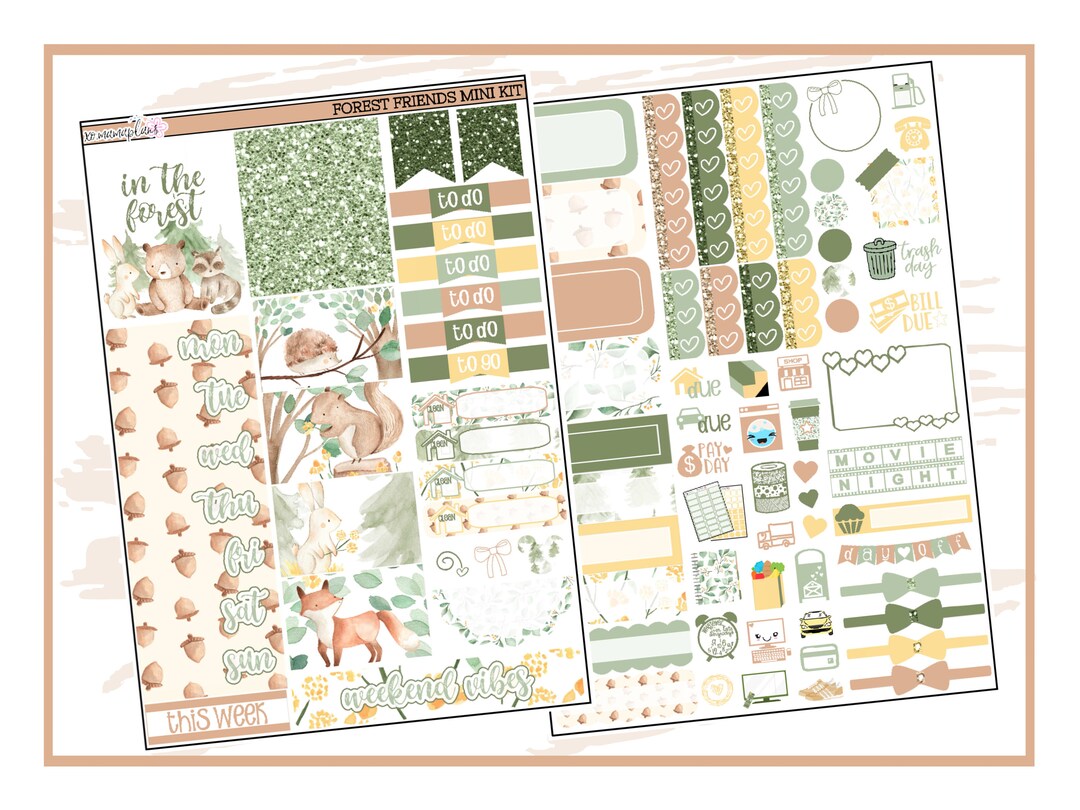 Forest Friends Mini Kit | Planner Sticker Kit - Etsy
