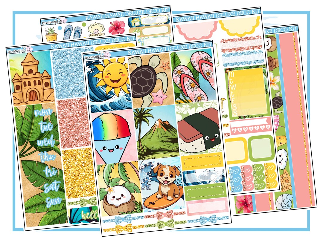 Kawaii Hawaii Deluxe Deco Kit | Planner Sticker Kit - Etsy