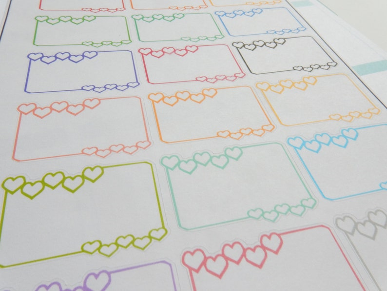 Heart Border Boxes Planner Stickers Perfect for Any Planner | Etsy
