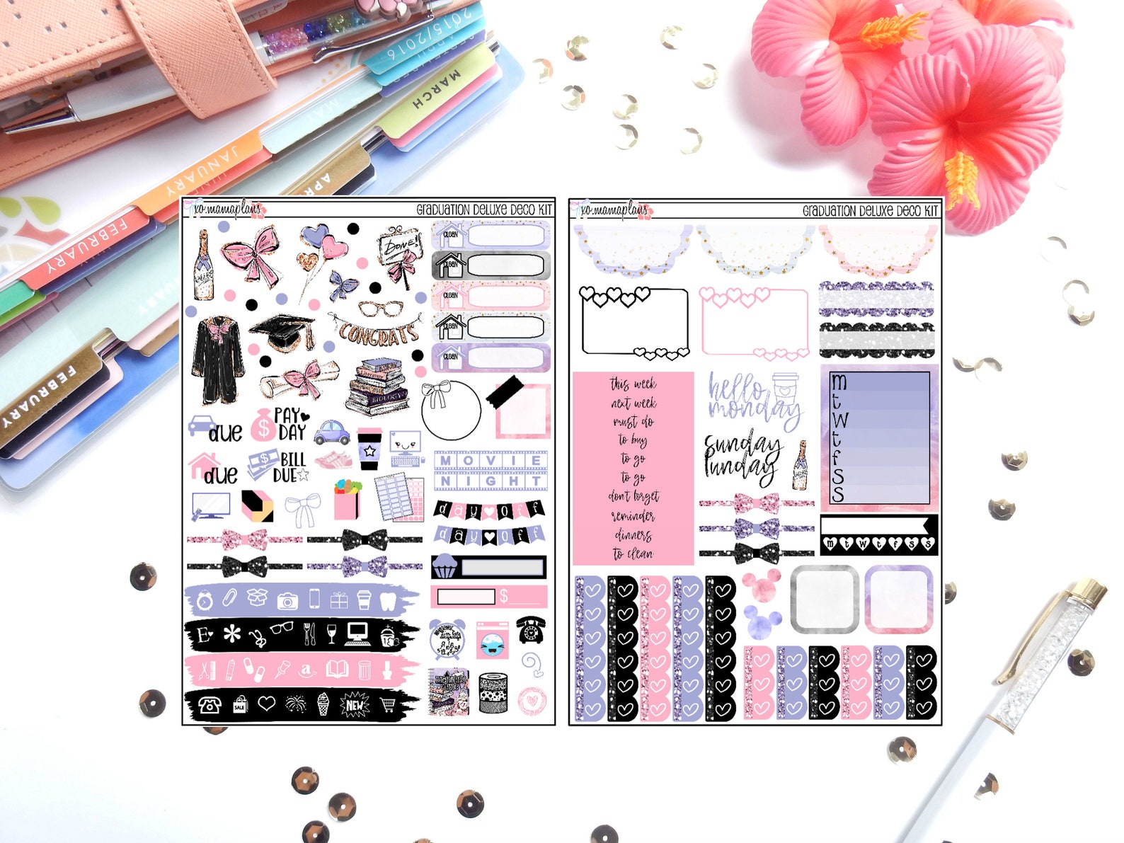 Deluxe Deco Kit Graduation Planner Stickers Weekly | Etsy