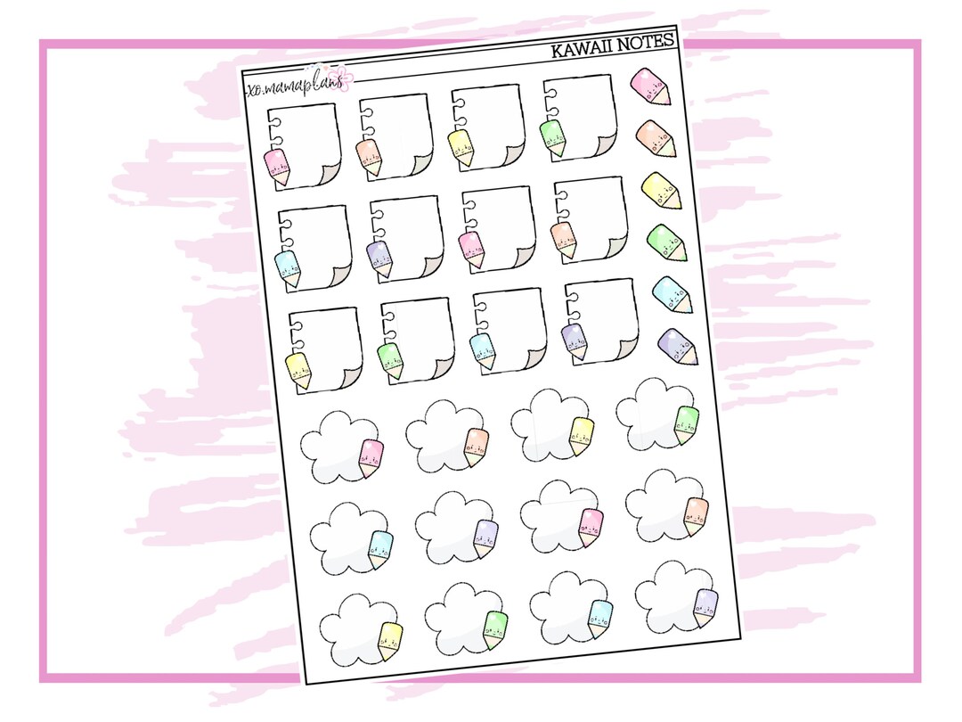 Kawaii Note Boxes | Planner Stickers - Etsy