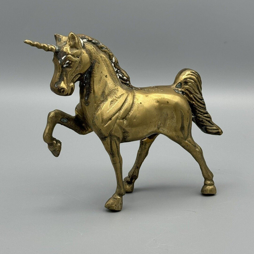 Vintage Solid Brass Unicorn Mystical Creature Figurine Statue Fantasy Prancing - Etsy