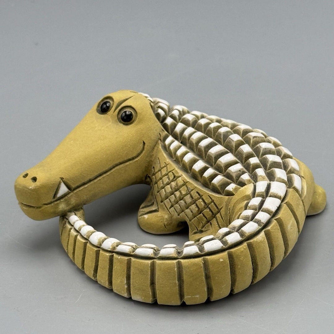 Vintage Artesania Rinconada Alligator Figurine Uruguay Art Pottery ...