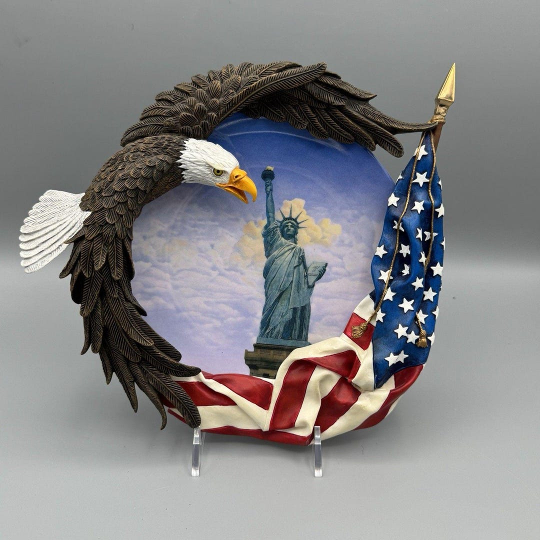 1999 Hamilton Collection Patriot Wall Hanging American Eagle Flag ...