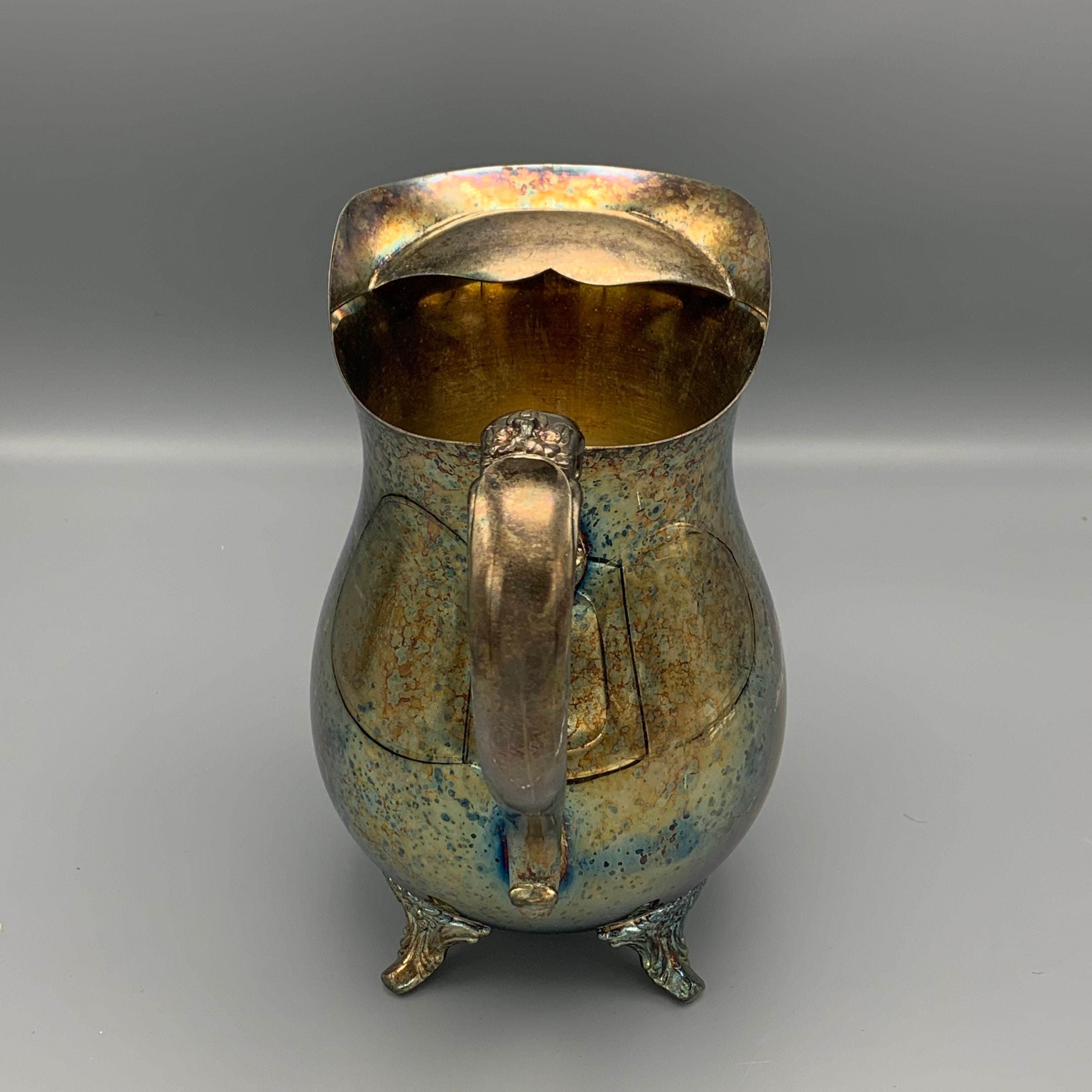 Vintage Oneida Silver Plated Footed Water Pitcher Jug With Ice Lip Vase ...