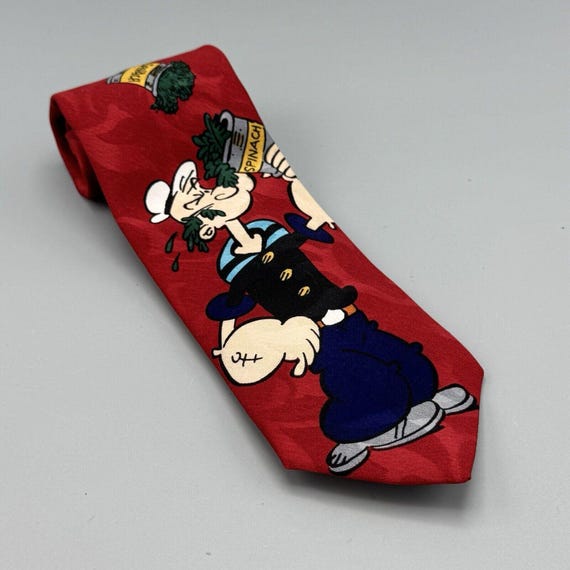 Vintage Beans McGee Popeye Red Novelty Necktie Eating… - Gem