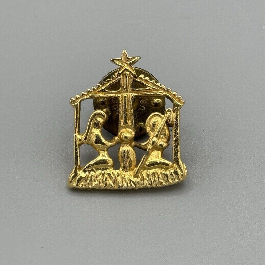 Vtg Nativity Tie Tack Lapel Pin Costume Jewelry Christmas Jesus ...