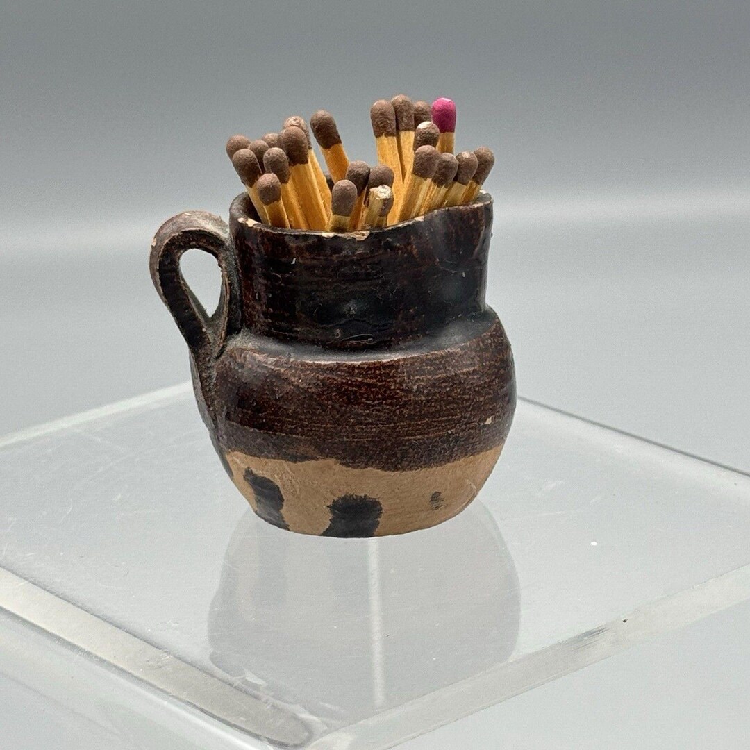 Vintage Clay Mini Creamer Matchstick Toothpick Holder Folk Art ...
