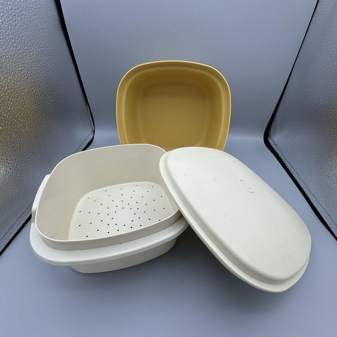 Vtg Tupperware Harvest Gold Multi Server Container 888-10 Lid 889-9 ...