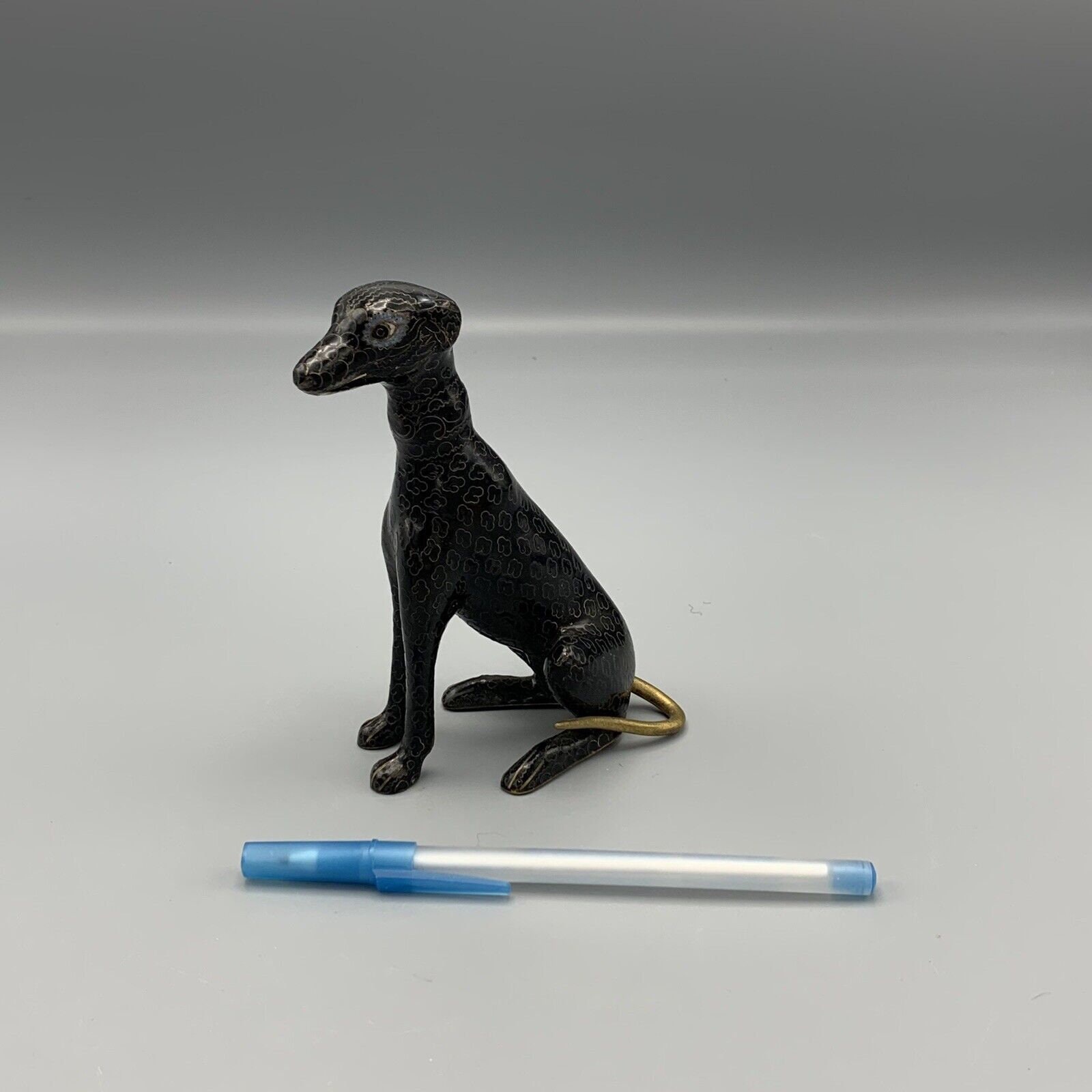 1930's Art Deco Vtg Chinese Cloisonne Enamel Copper Brass Greyhound Dog ...