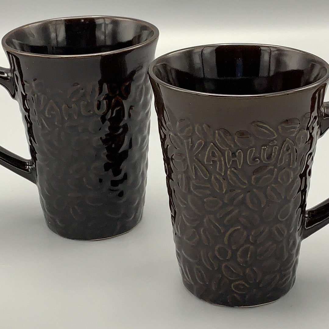 Lot of 2 KAHLUA Pernod Ricard USA Brown Textured Bean Coffee Mugs Cups ...