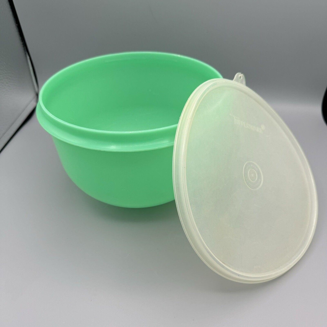 Vtg Tupperware Jade Green Lettuce Keeper 1424-2 Flat Clear Lid 229-6 NO ...