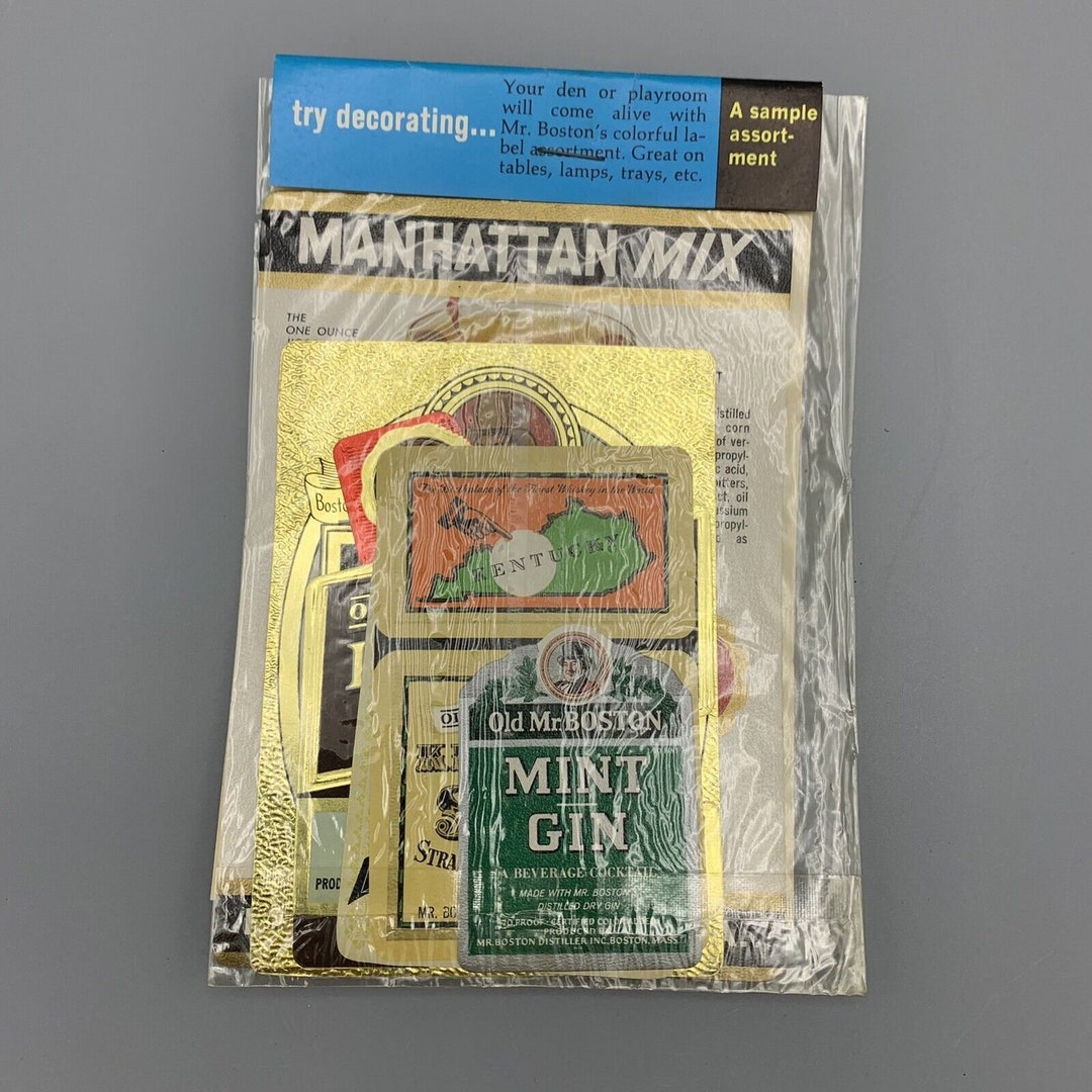 Vtg Mr. Bostons Sample Assortment Labels Manhattan Mix Mint Gin Craft ...