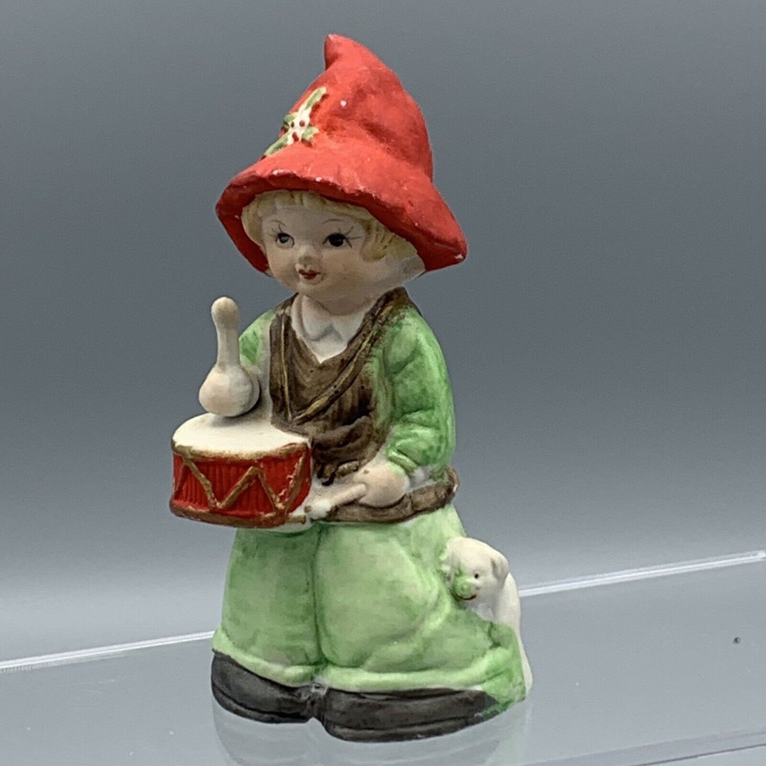 Vintage MWC 1980 Drummer Boy Bell Ceramic Bisque Figurine Drum Lamb ...
