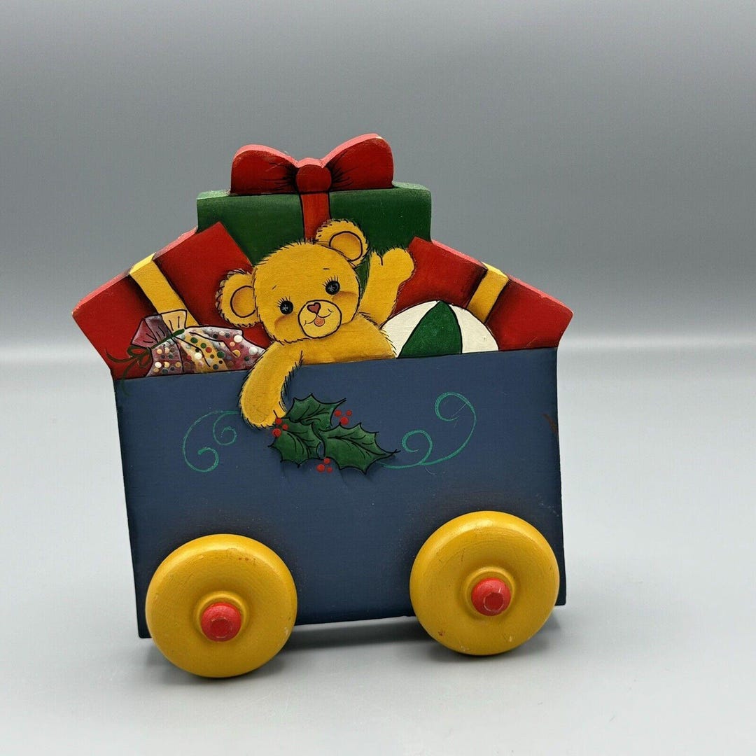 Vtg Wood Christmas Train Car Mantle Decor Gifts Design From Provo Craft ...