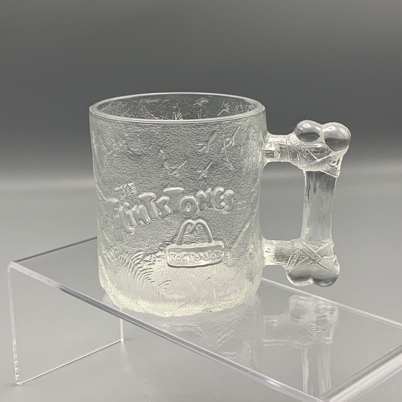 Mcdonalds 1993 the Flintstones Glass Pre Dawn Mug Bone Handle Etched ...