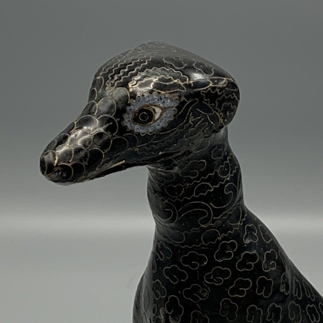 1930's Art Deco Vtg Chinese Cloisonne Enamel Copper Brass Greyhound Dog ...