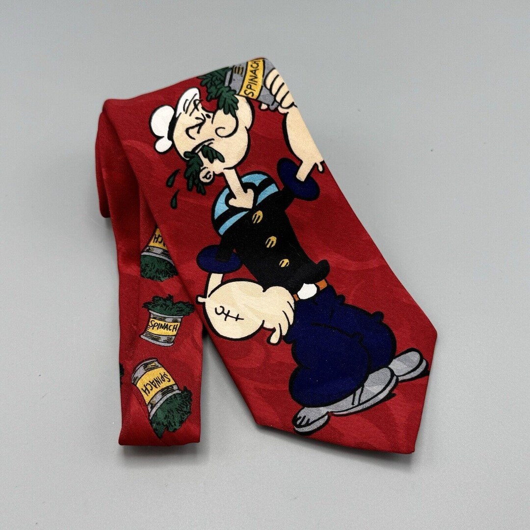 Vintage Beans Mcgee Popeye Red Novelty Necktie Eating Spinach USA ...