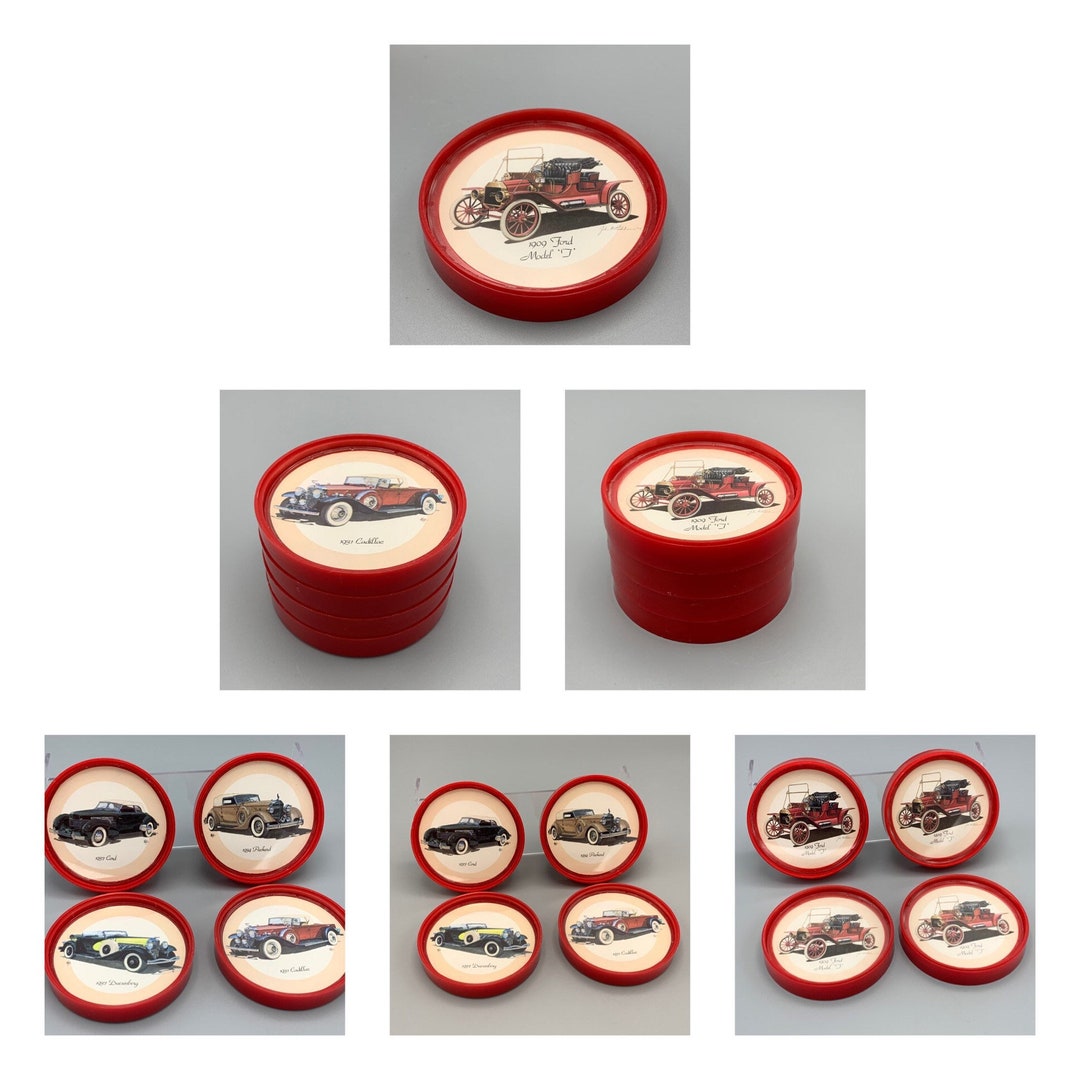 Vtg Ford Classic Cars Pictured Red Stackable Reversible Plastic ...