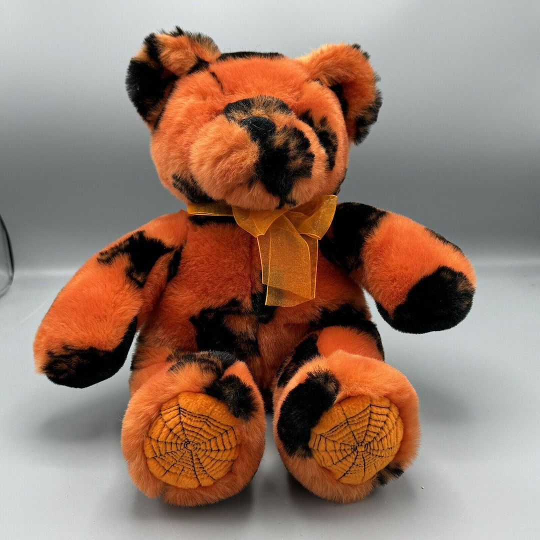 Vtg Fiesta Orange Spider Bear Stuffed Animal 1997 Plush Spooky ...