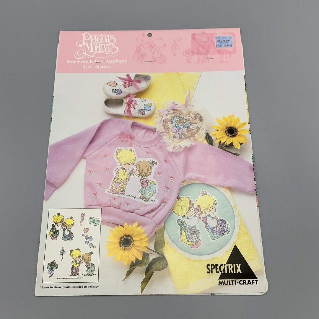 Vtg Precious Moments Sew Free Fabric Applique 518 Sisters Spectrix NOS ...