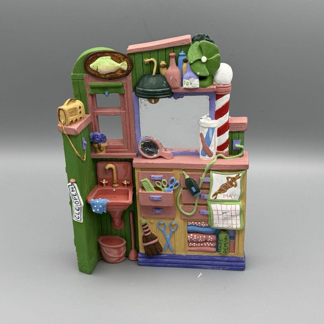 Vintage Dept 56 Easter Village Rabbit Whiskers Barber Shop Figurine ...