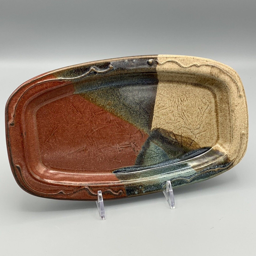 Art Pottery Glazed Vanity Tray Olive Dish Trinket Dish Kitchen Serving ...
