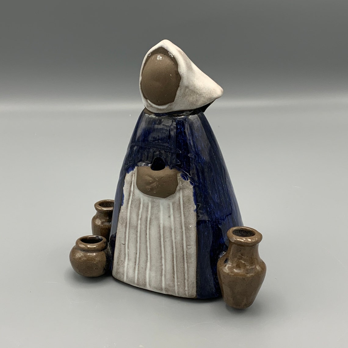 Vintage JIE Pottery Sweden Blue Ceramic Woman Figurine With 3 Water ...