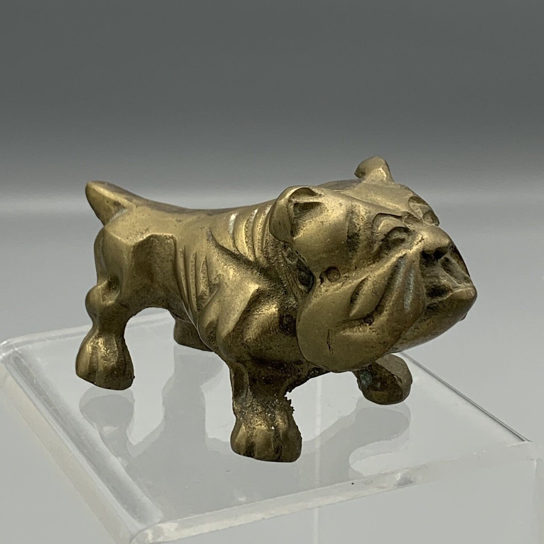 Vintage JB Solid Brass Bulldog Figurine Paperweight Taiwan ROC 1970s ...