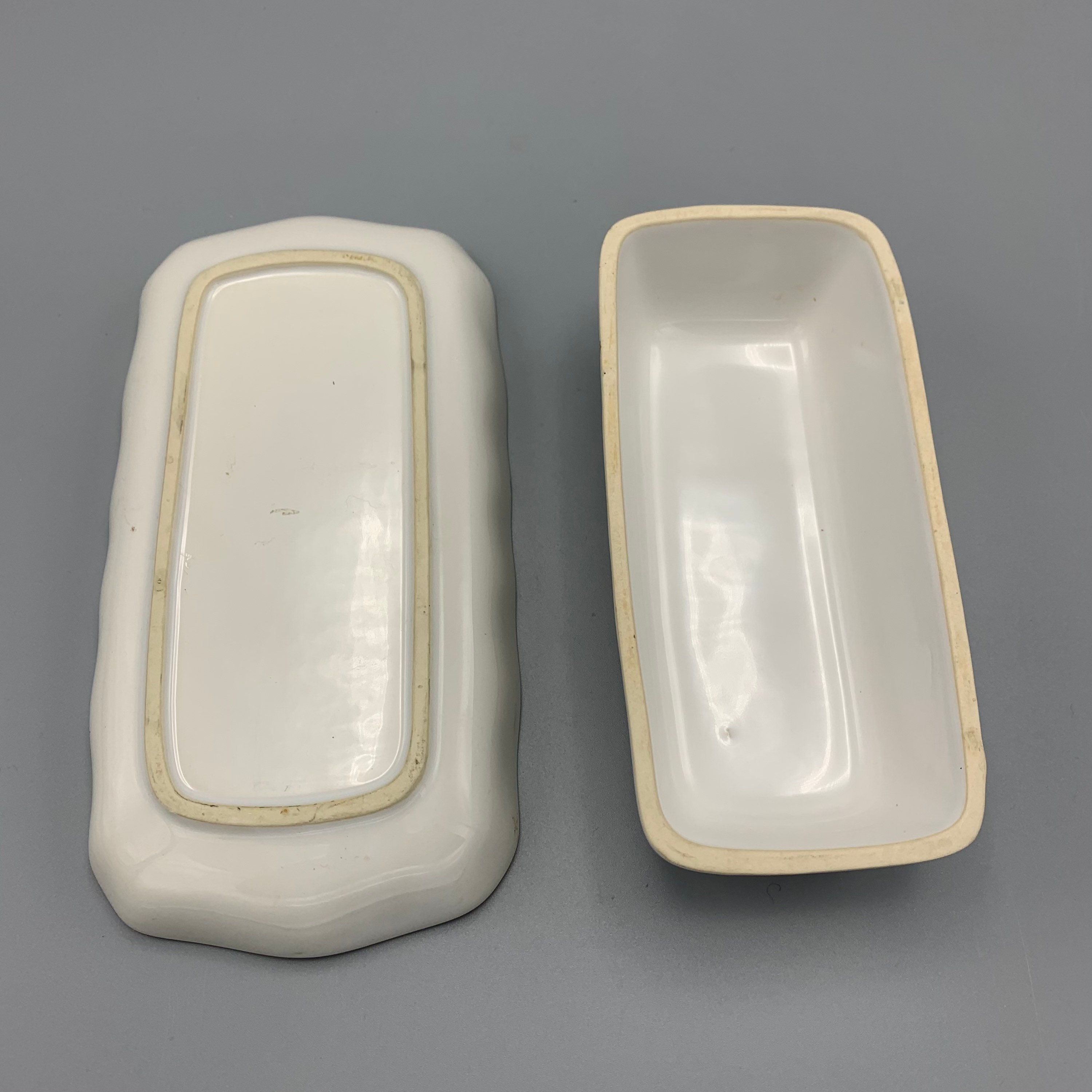 Vintage Countryside Blue Bow Goose Butter Dish Geese Wearing Blue With ...