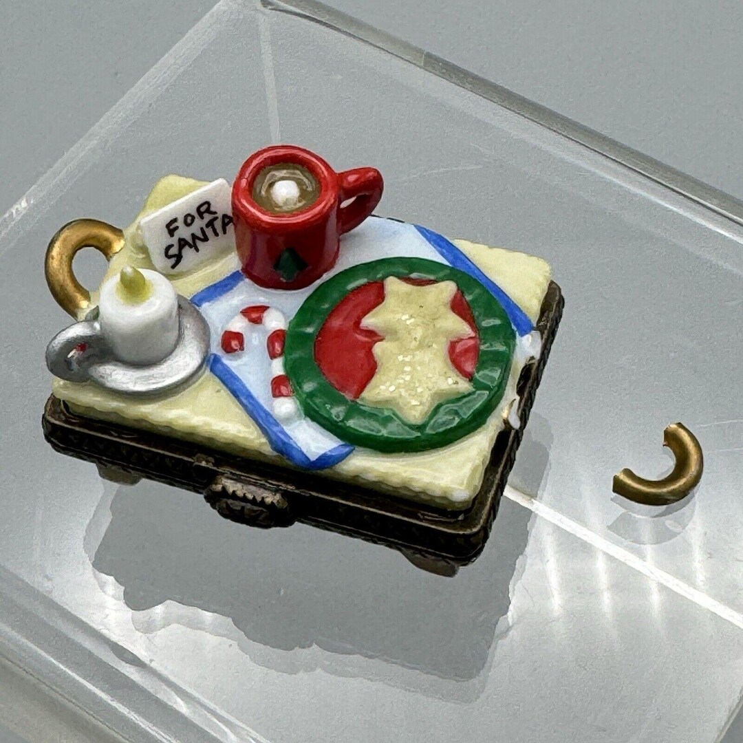 Vtg Midwest Christmas Tray Cookies Hot Coco Hinged Trinket Box BROKEN ...