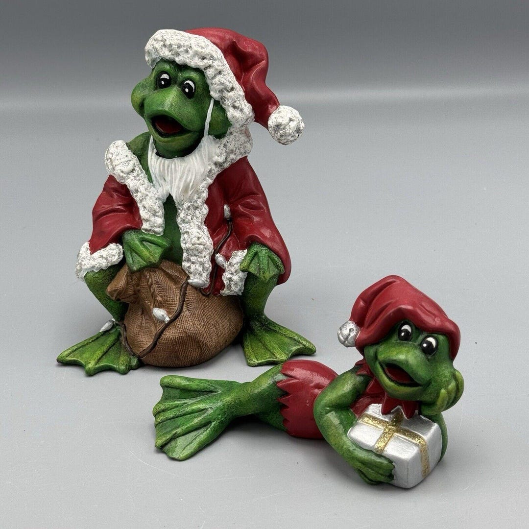 Vtg Kimple Ceramic Santa Frog and Frog Elf Christmas Figurines Holiday ...