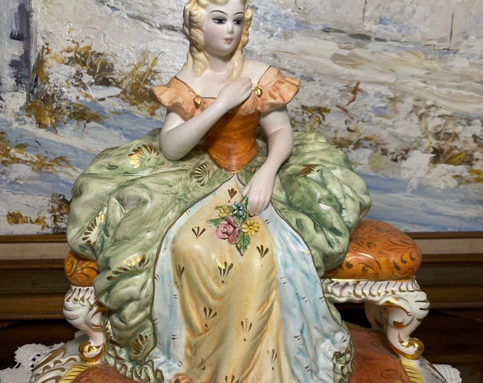 Large Made in Italy Victorian Lady Figurine Sitting on Rococo Style ...