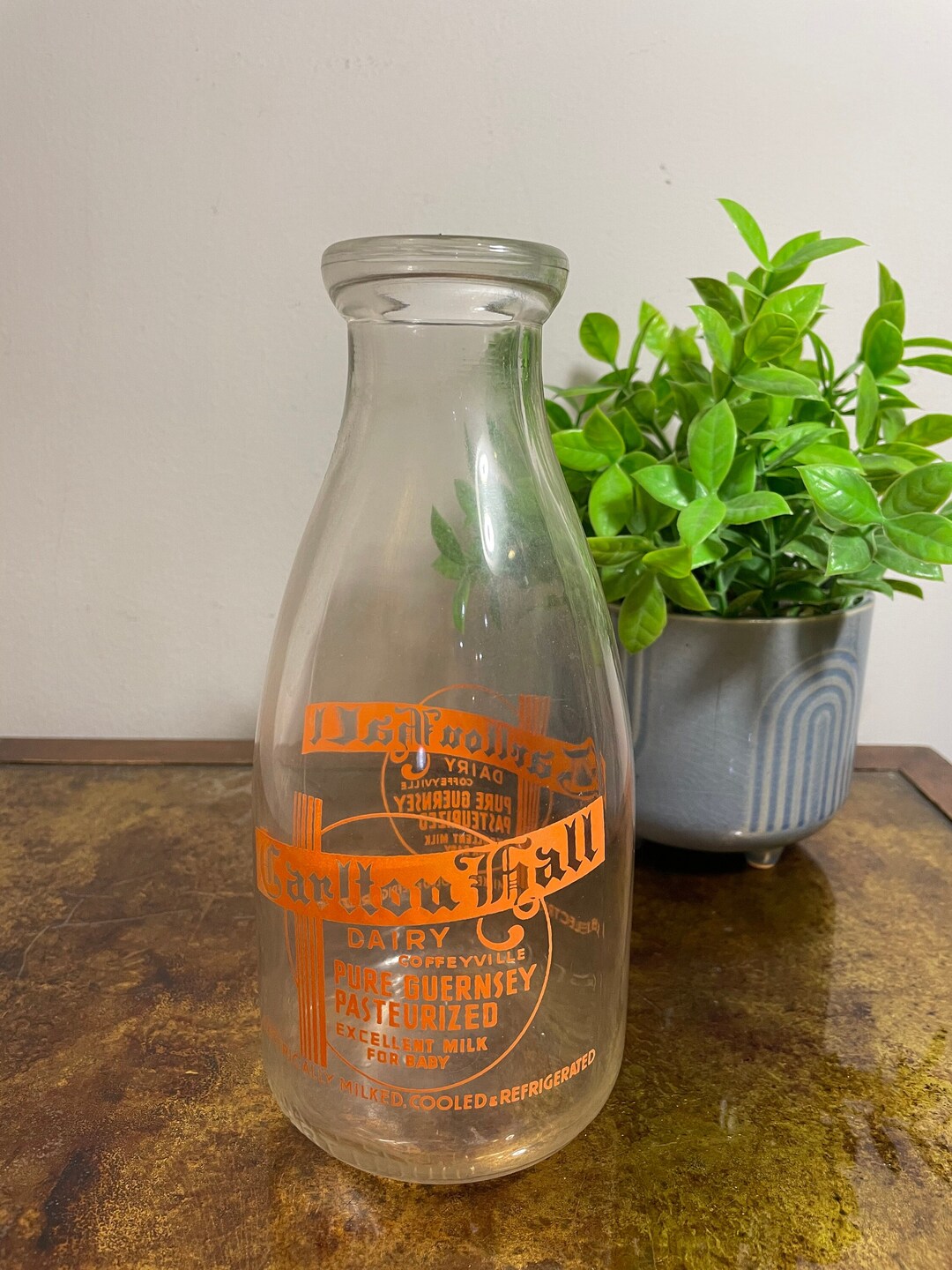 Vintage Carlton Hall Dairy Coffeyville Kansas One Quart Milk Bottle - Etsy