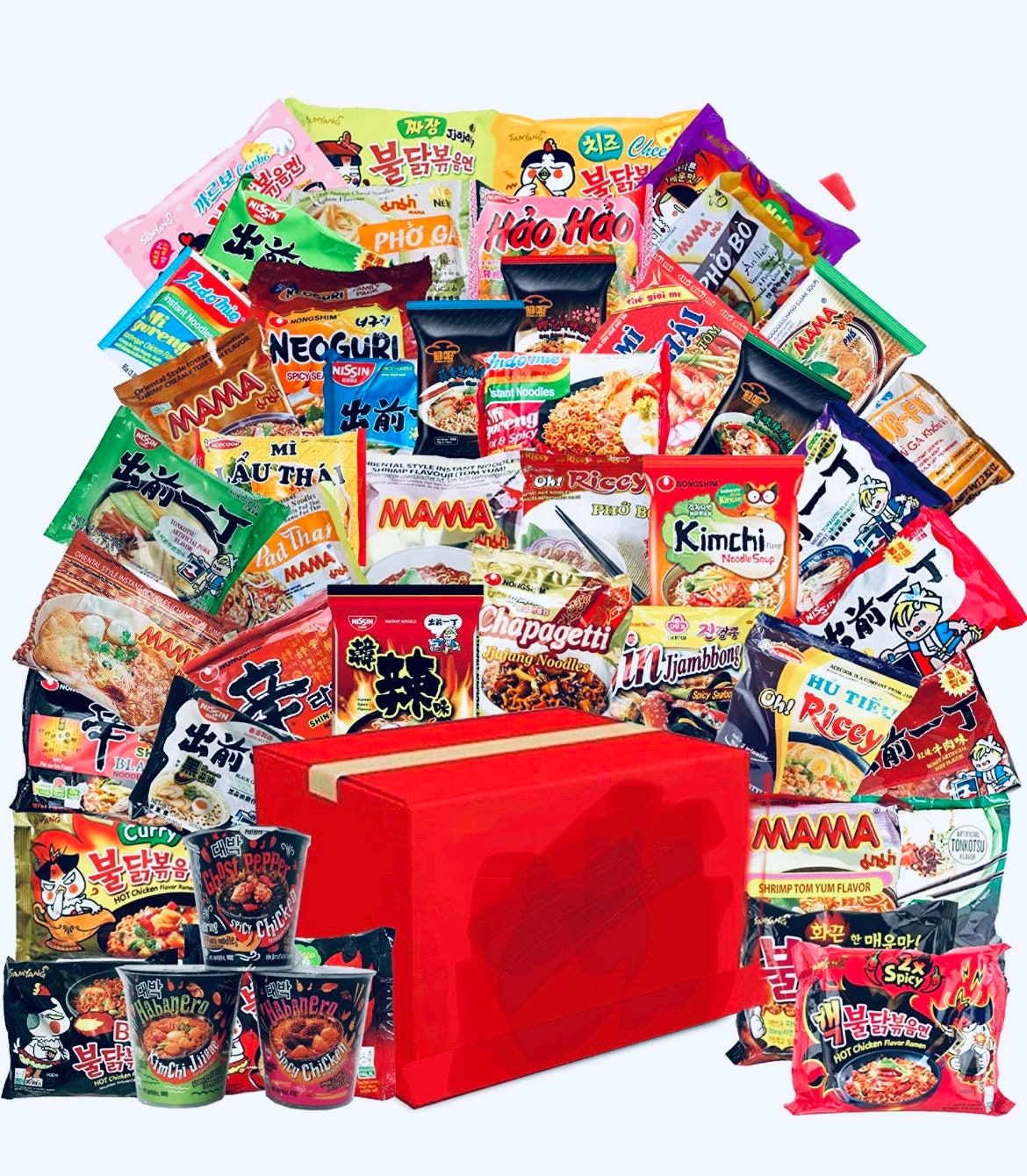 Asian Instant Noodle Box. 7 Packs. Nissin, Samyang, Mama, Acecook, Kung ...