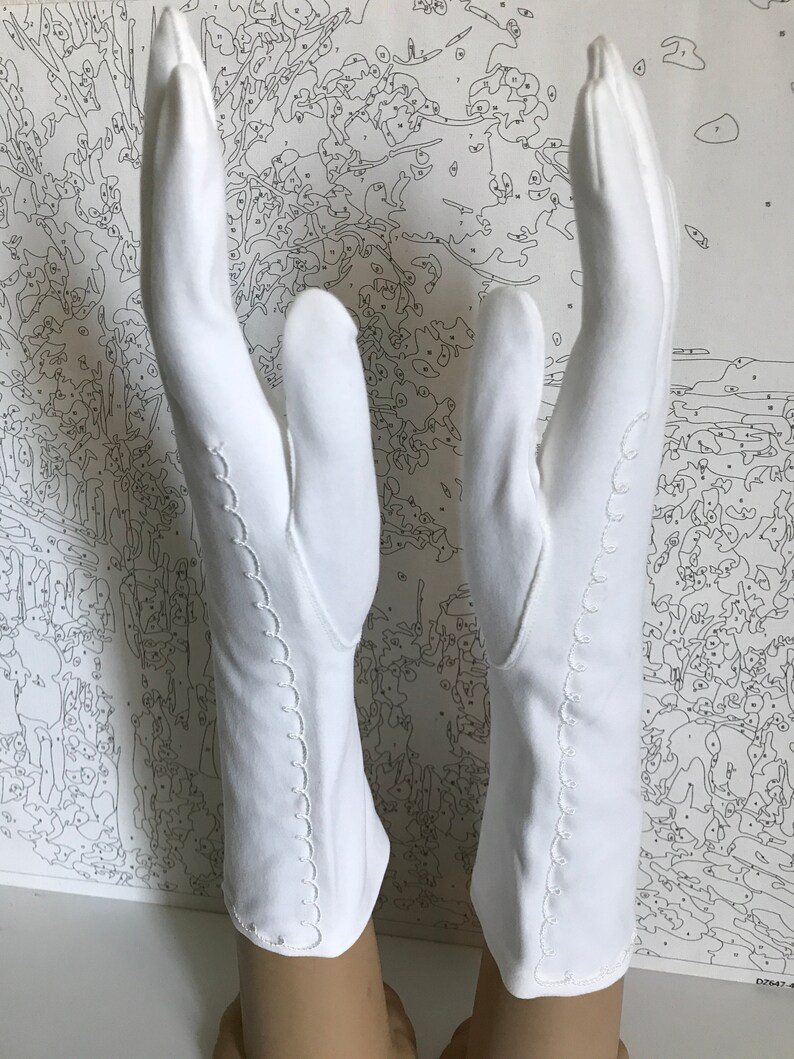 Loop Dloop Vintage Mid Arm Length White Cotton Formal Gloves Sz 6-7 - Etsy